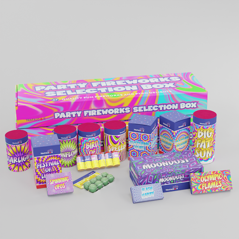 Party Fireworks Selection Box (14 Varieties / 48 Items)